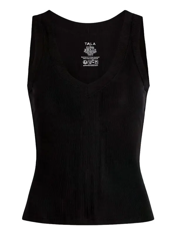 TALA Ribbed V-neck Tank Top - Black
