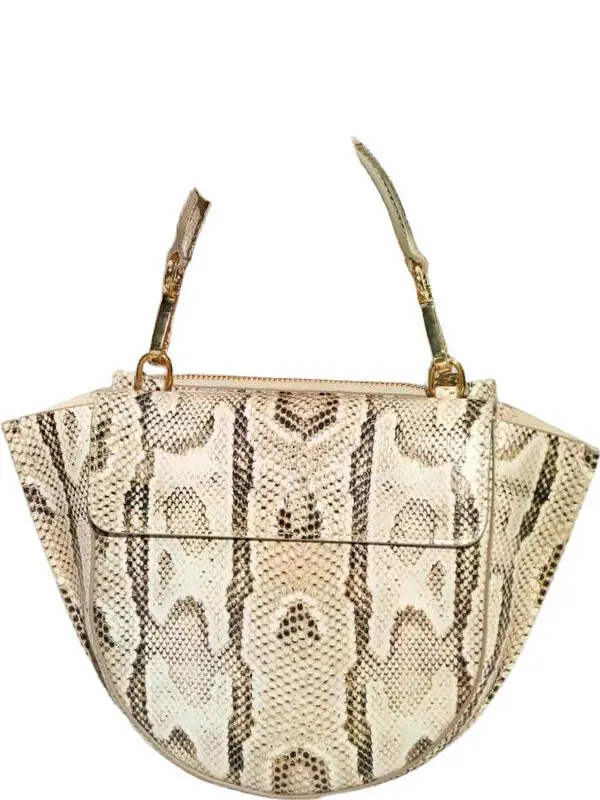 WANDLER Mini Hortensia Snakeskin-effect Tote Bag - Neutrals