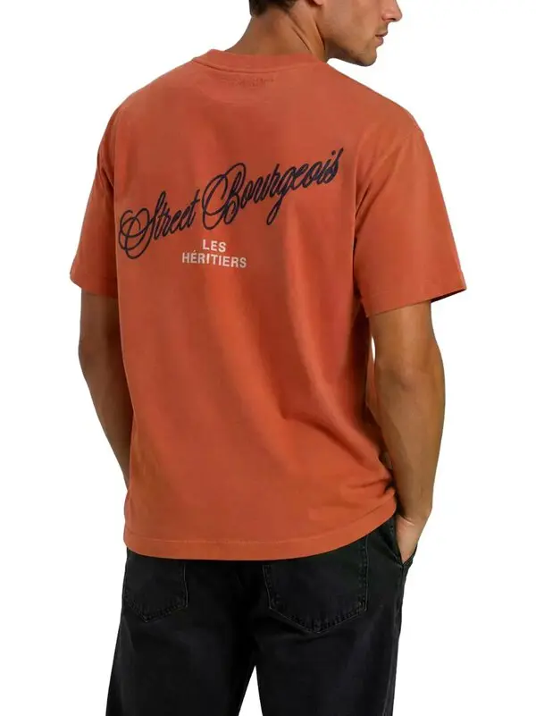 LES HÉRITIERS Logo Print Cotton T-shirt - Orange