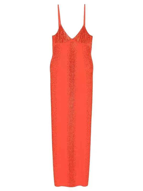 Patrizia Pepe Rhinestone Embellished Maxi Dress - Orange