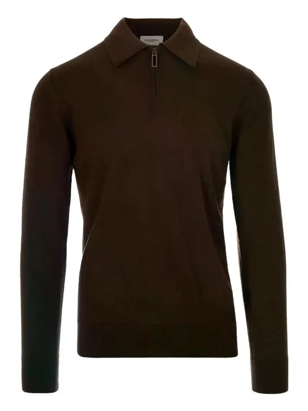 PAOLO PECORA Zip-fastening Long-sleeve Polo Shirt - Brown