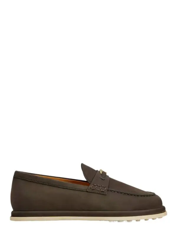 TOD'S Nubuck Loafers With T Timeless Accessory - Brown