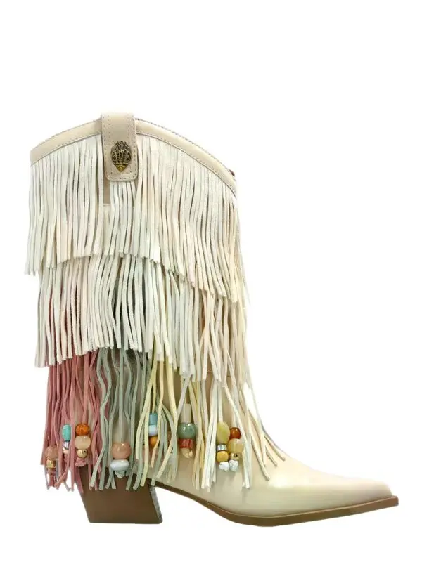 Kurt Geiger Fringe-trimmed Beaded Cowboy Boots - Neutrals