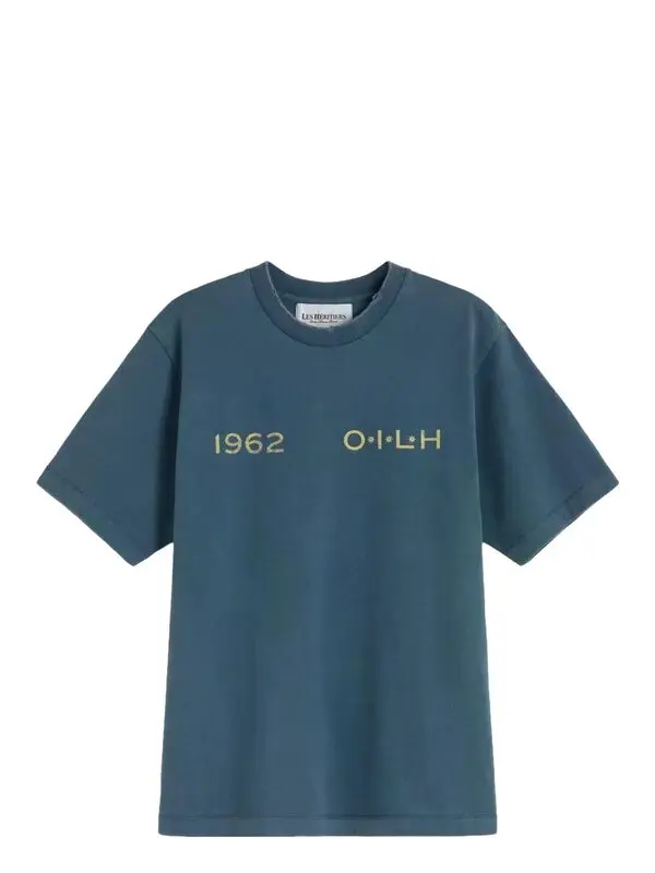 LES HÉRITIERS Graphic Print Cotton T-shirt - Blue