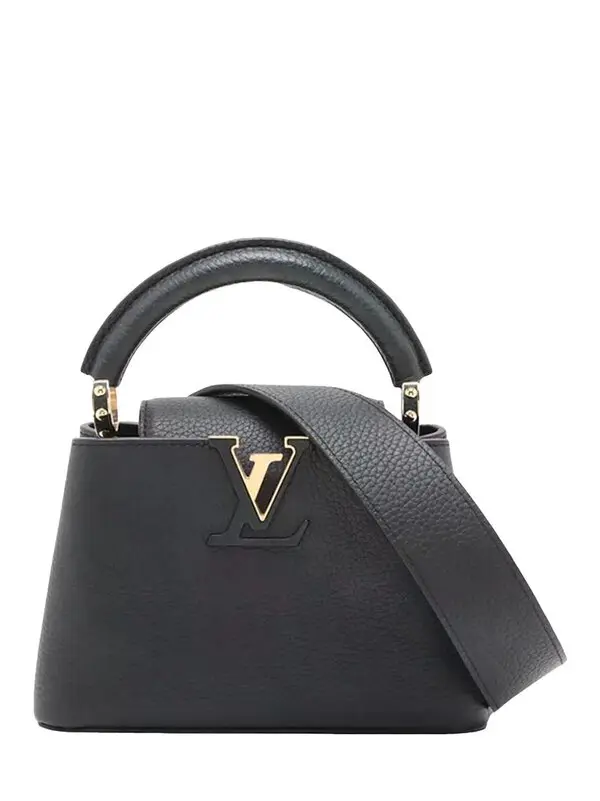 LOUIS VUITTON Taurillon Mini Capucines Satchel - Black