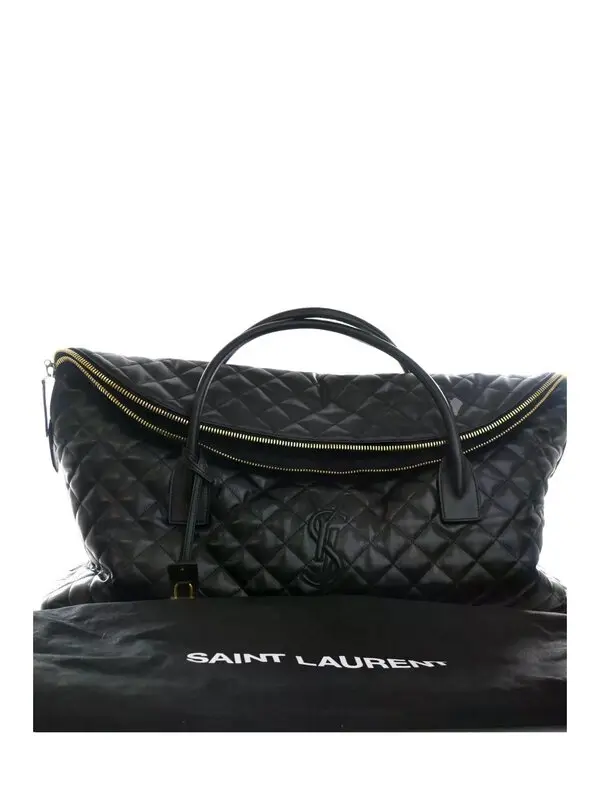 Saint Laurent Quilted Calfskin Monogram Es Giant Travel Bag - Black