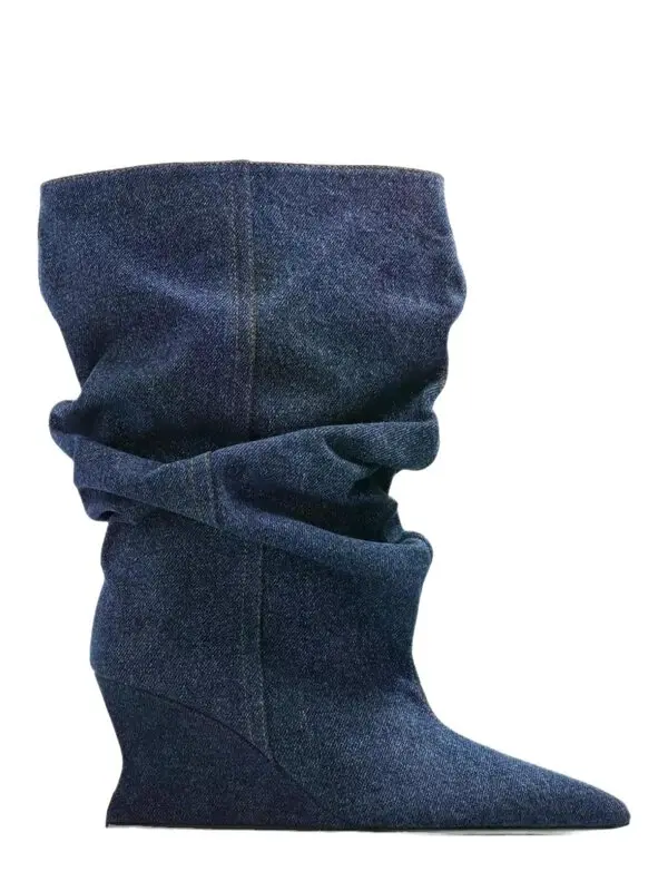 Balmain Slouchy Wedge Ankle Boots - Blue
