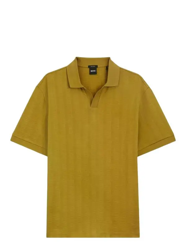 BOSS C-ponti Cotton-jacquard Polo Shirt With Johnny Collar - Yellow