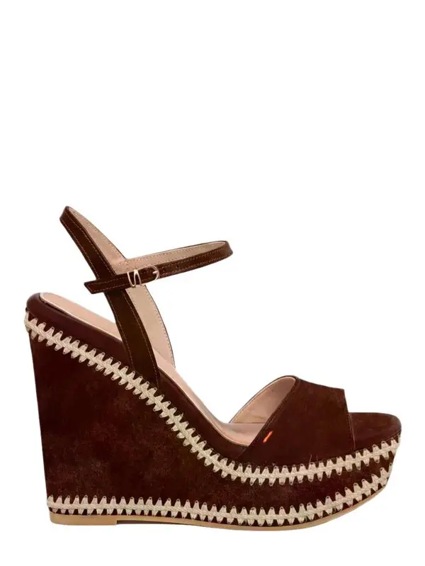 Santoni Tillie Whipstitch Trim Wedge Sandals - Brown