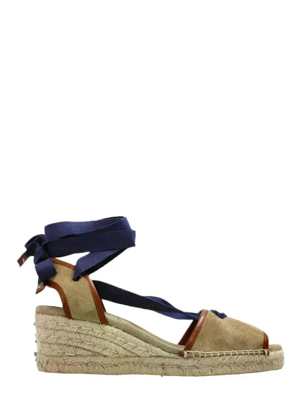 Versace Lola Wedge Sandals With Braided Detail - Neutrals