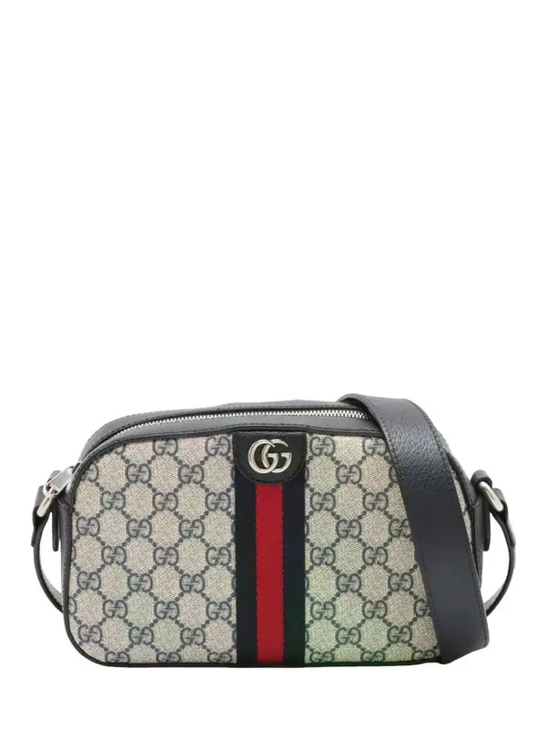 Gucci Ophidia Gg Supreme Textured Calfskin Camera Bag - Neutrals