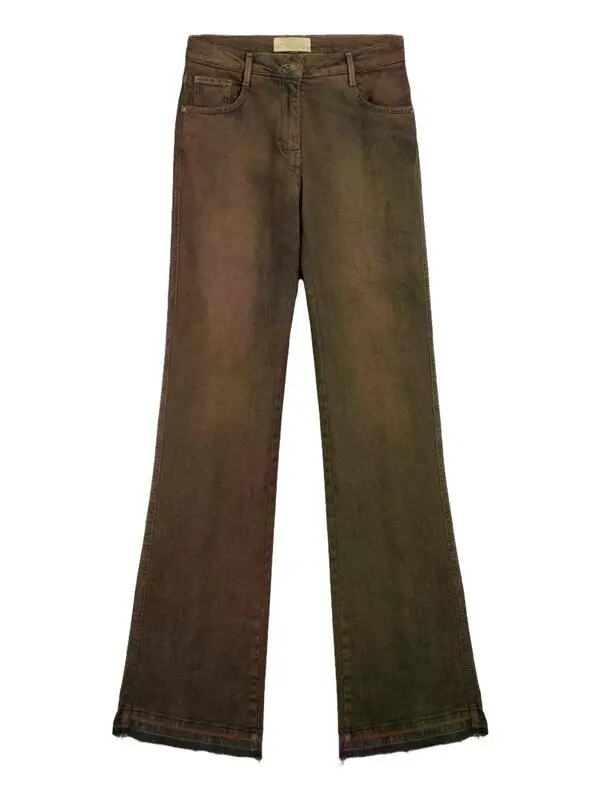 Momoni Stonewashed Flared Jeans - Brown