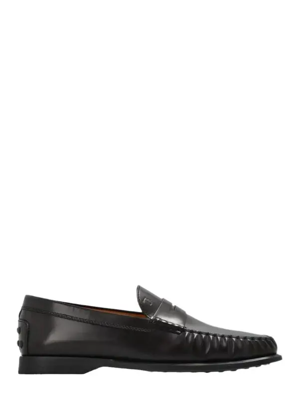 TOD'S Leather Loafers With Gommino Studs - Brown