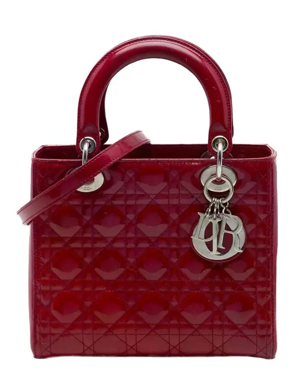 Dior Patent Cannage Lady Satchel - Red