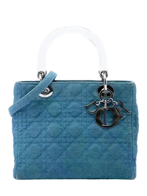 Dior Medium Denim Cannage Lady Satchel - Blue