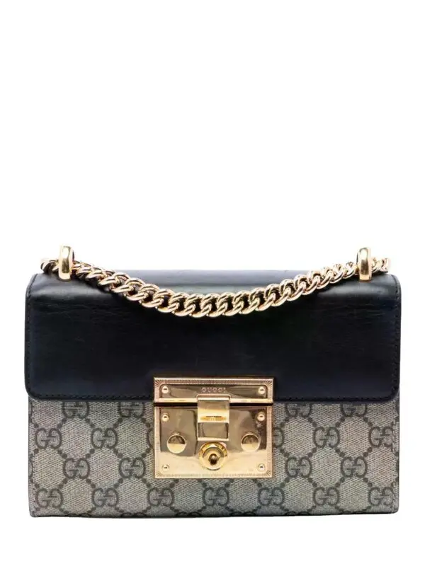 Gucci Small Gg Supreme Padlock Crossbody Bag - Neutrals