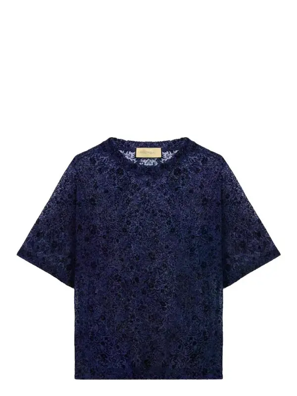 Momoni Floral-flocked T-shirt - Blue