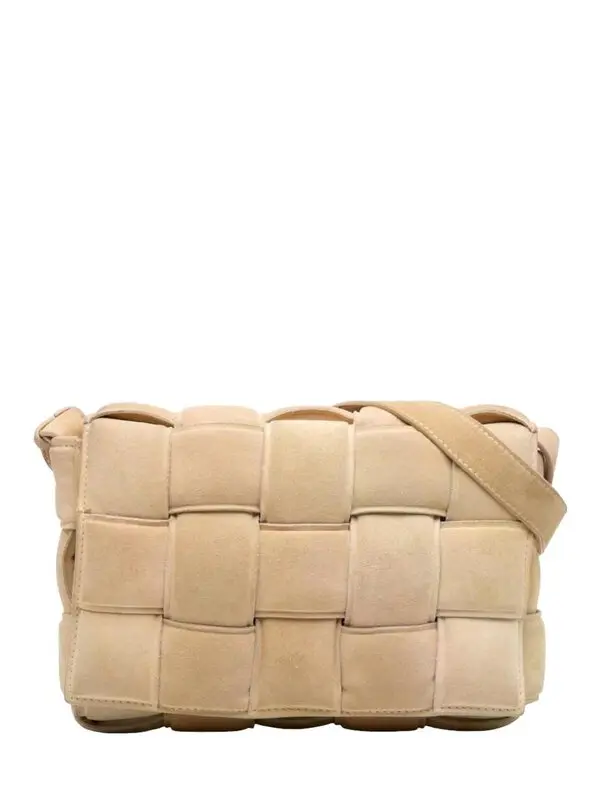 Bottega Veneta 2012-2026 Suede Intrecciato Padded Cassette Crossbody Bag - Neutrals