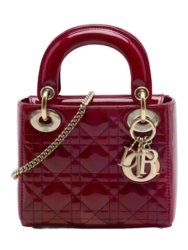 Dior Patent Cannage Lady Satchel - Red