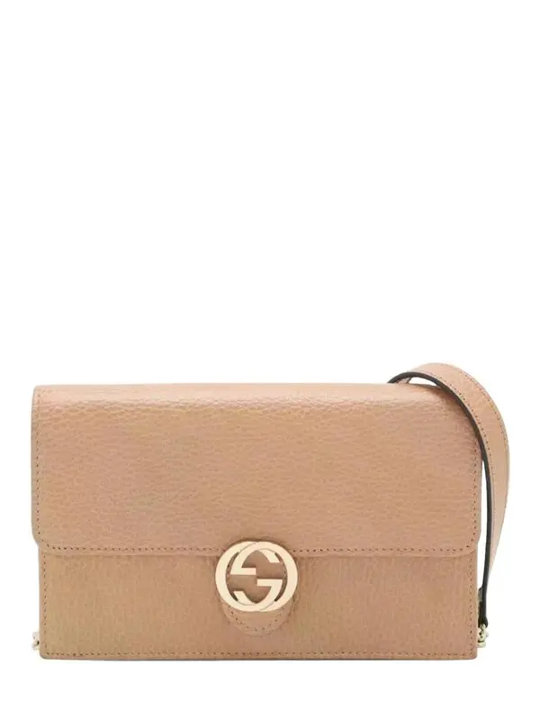 Gucci Calfskin Interlocking G Wallet On Chain Crossbody Bag - Brown