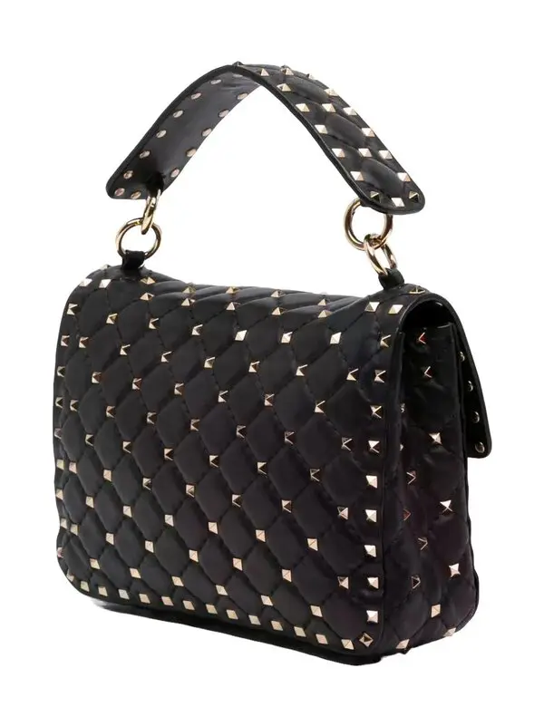 Valentino Garavani Medium Lambskin Vltn Rockstud Spike Satchel - Black