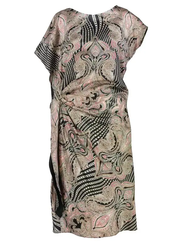Etro Paisley-print Draped Mini Dress - Black