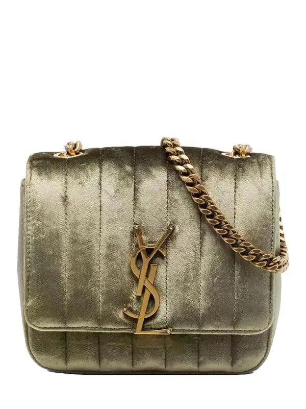 Saint Laurent Velvet Monogram Vicky Chain Bag - Brown