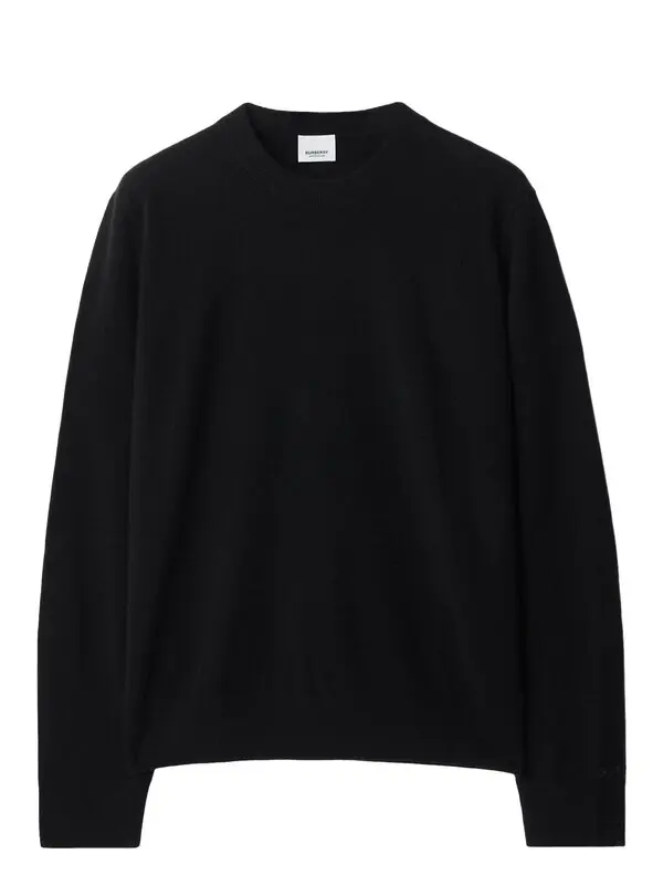Burberry Round Neck Sweater With Ribbed Cuffs - Black