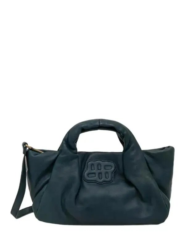Munthe Ruched Detailing Tote Bag With Logo Patch - Blue