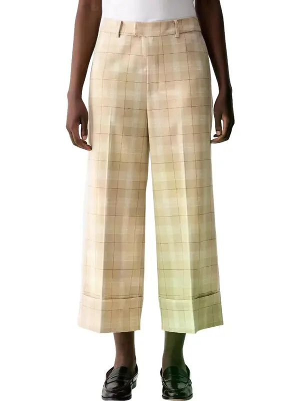 MOS MOSH Mmleyla Check-pattern Cropped Trousers - Neutrals