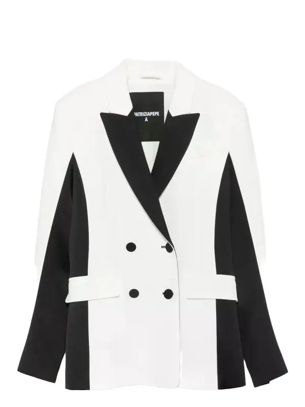 Patrizia Pepe Color-block Double-breasted Blazer - White