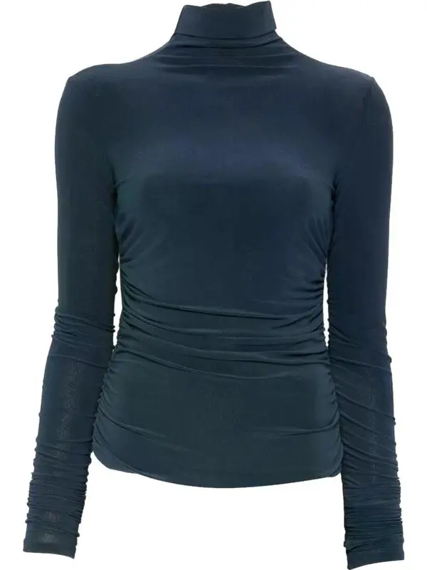 Patrizia Pepe Draped Roll-neck Top - Blue