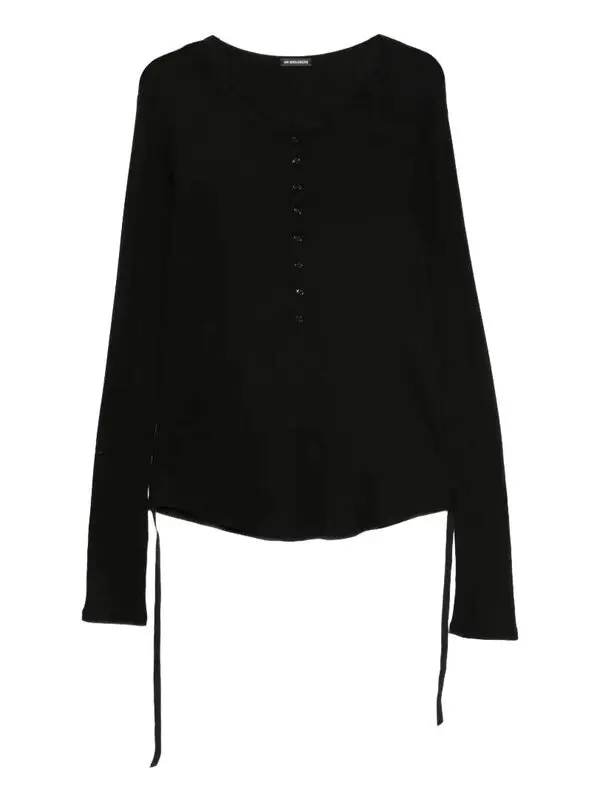 ANN DEMEULEMEESTER Ruched Detail Button-up Sweater - Black