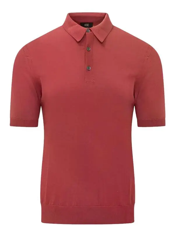 HOSIO Short-sleeve Knitted Polo Shirt - Red