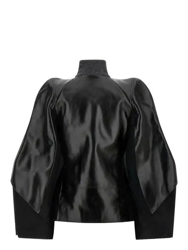 Sacai Sculptural Shoulder Melton Wool Jacket - Black