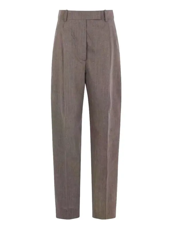 RÓHE Pleated Slub-texture Trousers - Brown