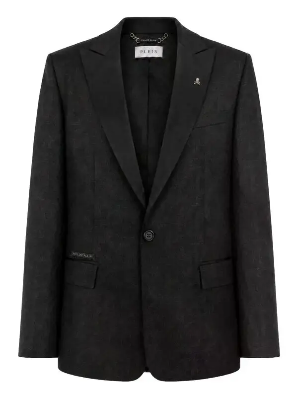 Philipp Plein Jacquard Blazer Regular Fit Monogram - Black