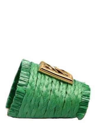 Dolce & Gabbana Dg Logo Plaque Fringed Woven Sandals - Green