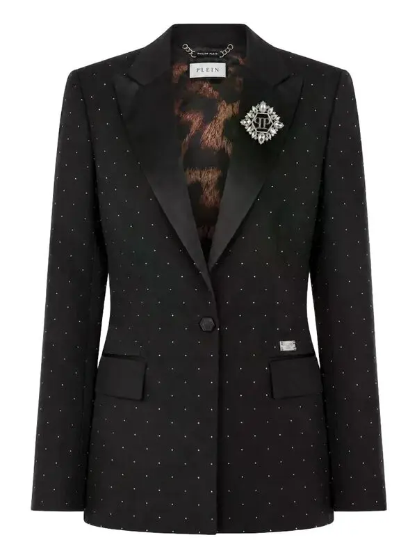 Philipp Plein Boyfriend Fit Crystal Embellished Blazer - Black