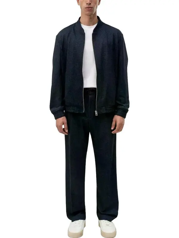 Hugo Ukashi Slim-fit Jacket In Micro-printed Stretch Fabric - Blue