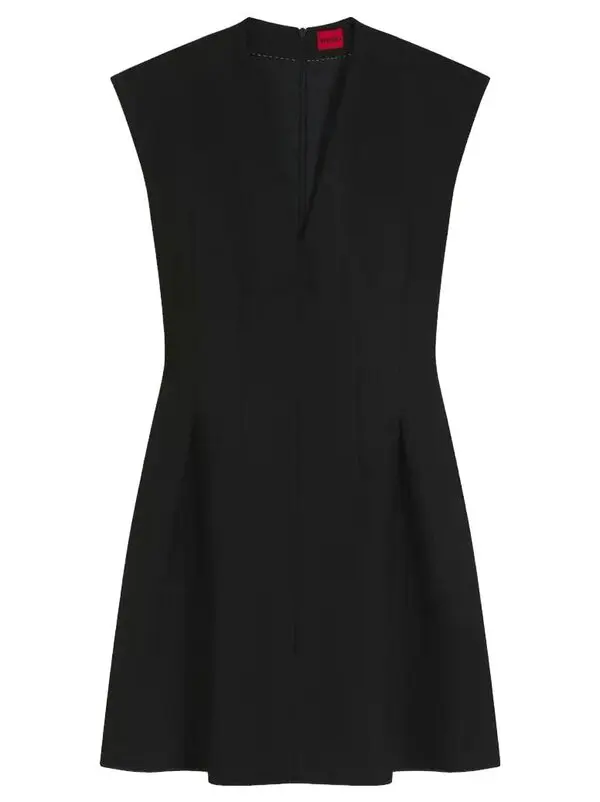 Hugo Kaytra Cap-sleeve Dress With Pleat Details - Black
