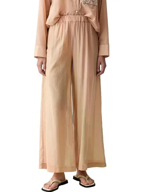VICOLO Crochet Detail Wide Leg Trousers - Pink
