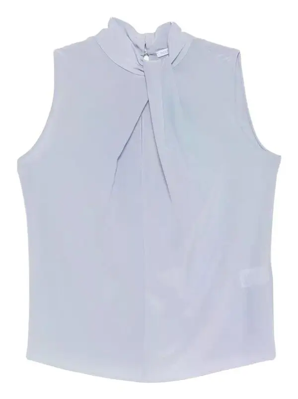Patrizia Pepe High-neck Sleeveless Blouse With Pleat Detail - Blue