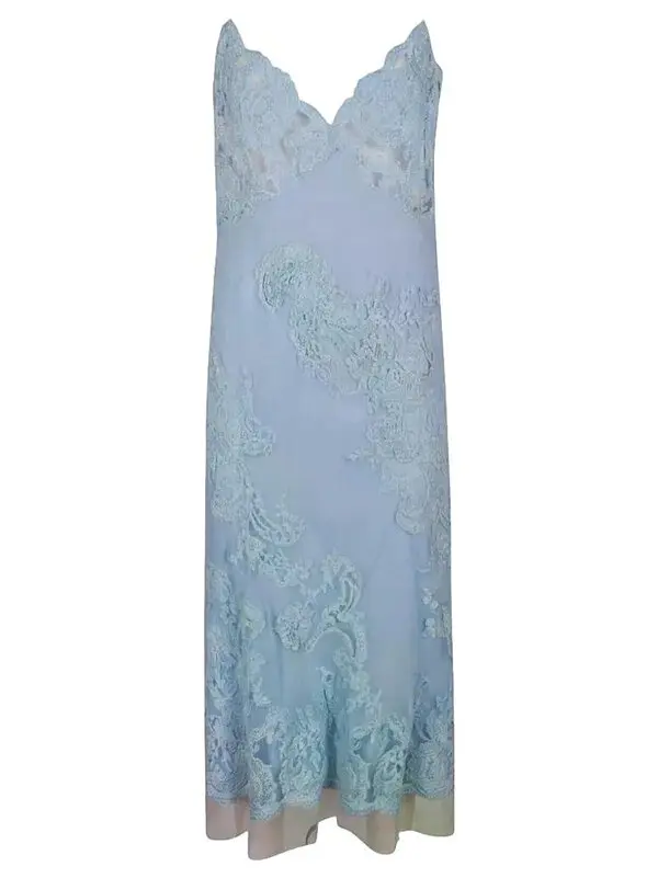 Ermanno Scervino Lace-paneled Slip Dress - Blue