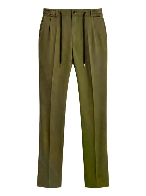 Tagliatore Pleated Linen Trousers With Drawstring Waist - Green