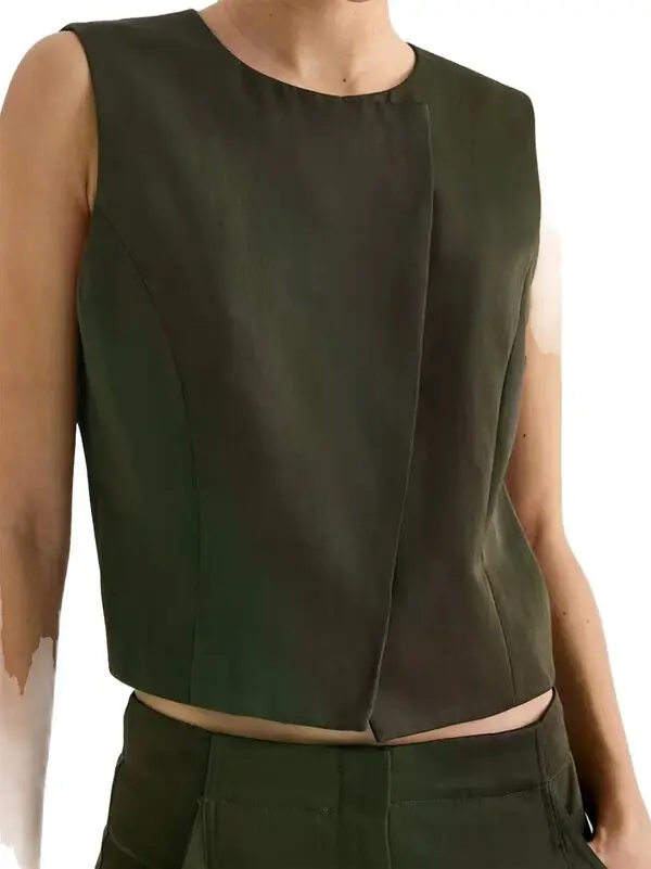 TWP Sleeveless High Neck Vest - Green