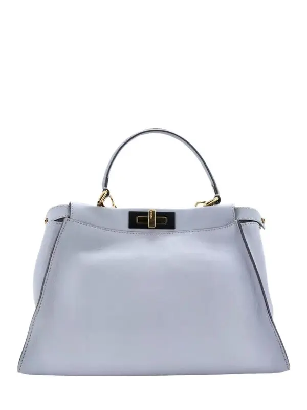 Fendi Peekaboo Rigid Leather Regular Satchel - Blue