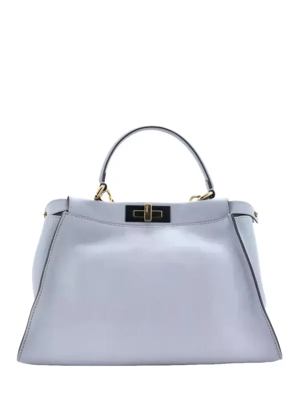Fendi Peekaboo Rigid Leather Regular Satchel - Blue