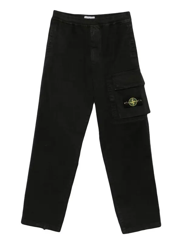 Stone Island Logo Patch Cargo Pants - Black