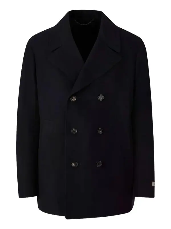 Canali Double-breasted Notch-lapel Coat - Blue